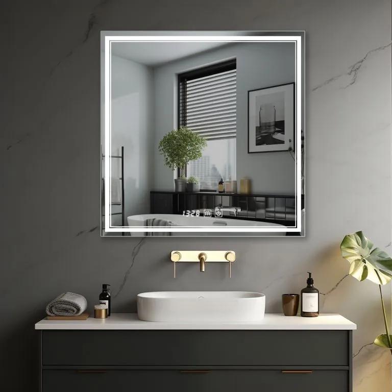 92028 IREDA Koupelnové zrcadlo s LED osvětlením, 80 x 80 cm