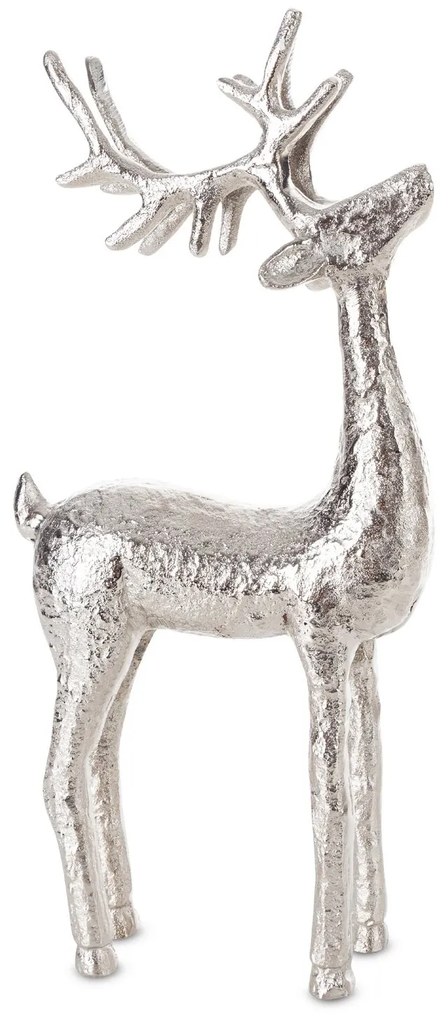 VÁNOČNÍ DEKORAČNÍ FIGURKA DEER 39CM STŘÍBRNÁ