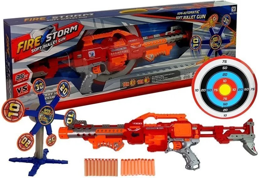 LEAN Toys Puška na pěnové šipky s otočným terčem 66 cm