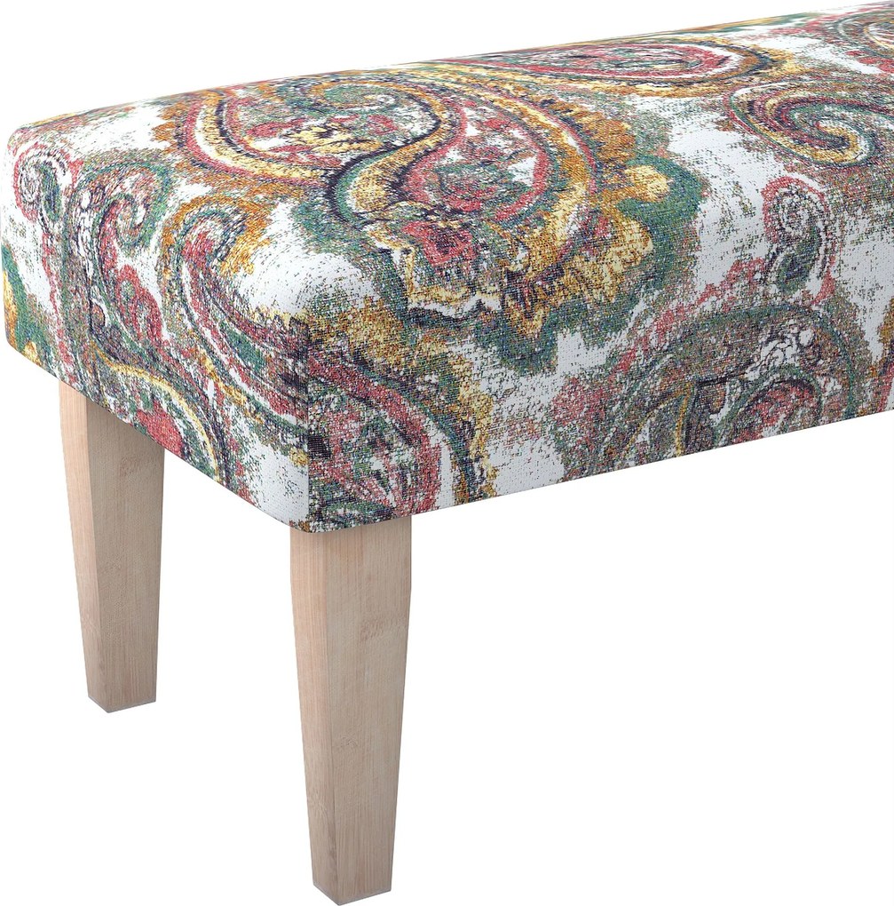 Dlouhá lavička 100x40cm barva vícebarevná látka pletený vzor, vzorované