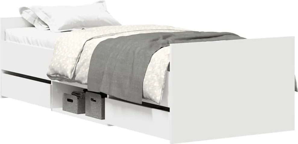 Rám postele s hlavovým a nožním čelem bílý 90 x 190 cm 3203810