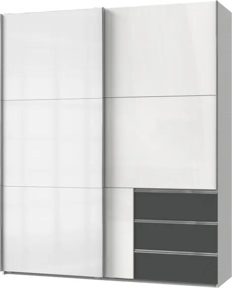 Sconto Šatní skříň ELIOT bílá/grafit, šířka 200 cm, bez zrcadla