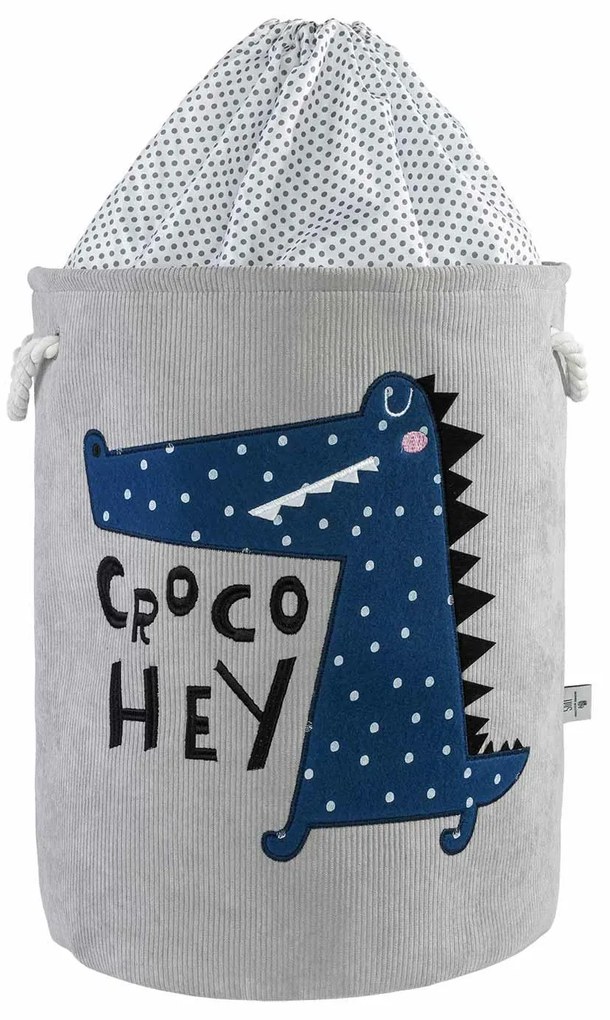 Spod Igły i Nitki Dětský koš na hračky 35x45 Crocodile grey