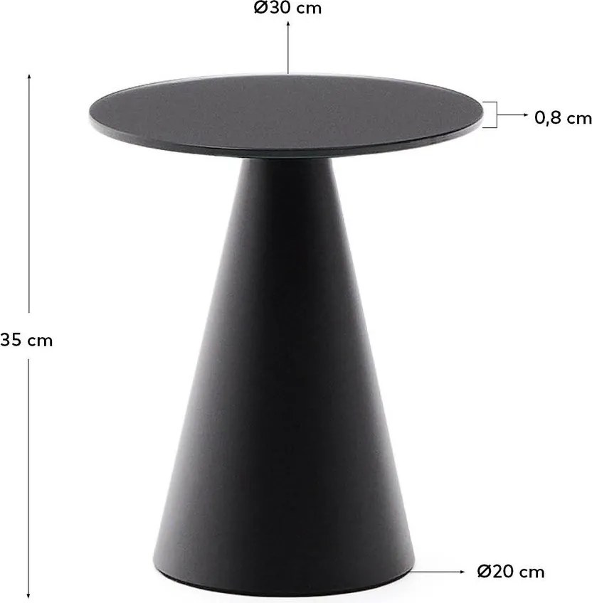 Kulatý odkládací stolek se skleněnou deskou ø 30 cm Wilshire – Kave Home