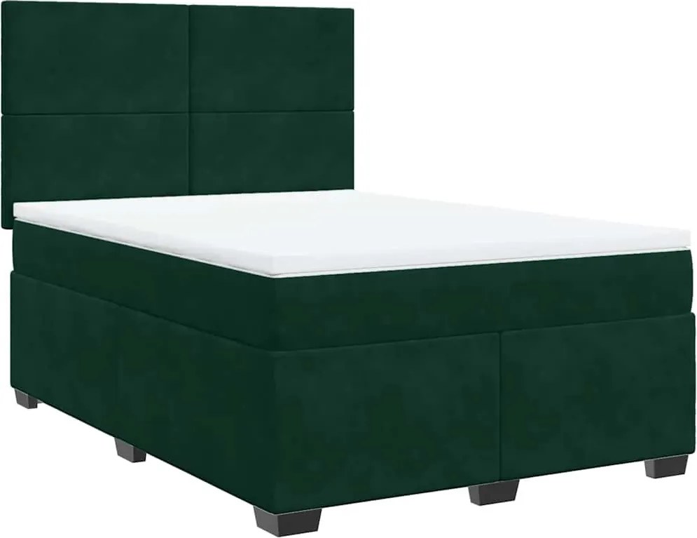 Box spring postel s matrací tmavě zelená 160x200 cm samet 3290951