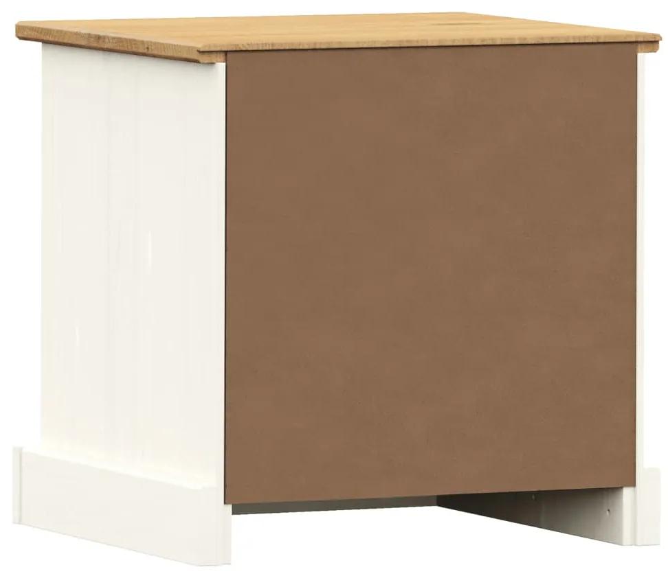 Noční stolek VIGO bílý 42 x 35 x 42 cm masivní borové dřevo - Default Title
