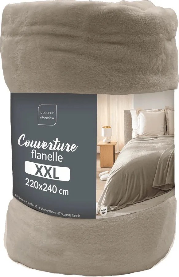 Taupe deka z mikroflanelu 220x240 cm Flanou – douceur d'intérieur