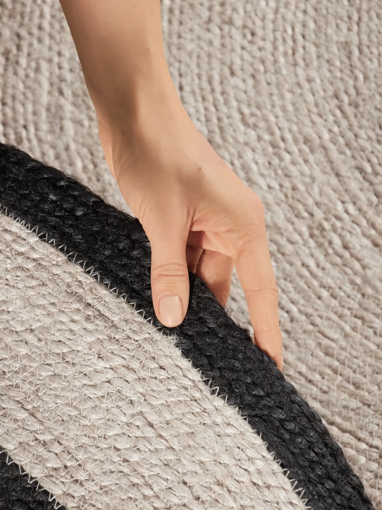 Hanse Home, Kusový koberec Jute Braided 106331 Natural Black kruh, 200x200 (průměr) kruh, černobílá, chodba / předsíň