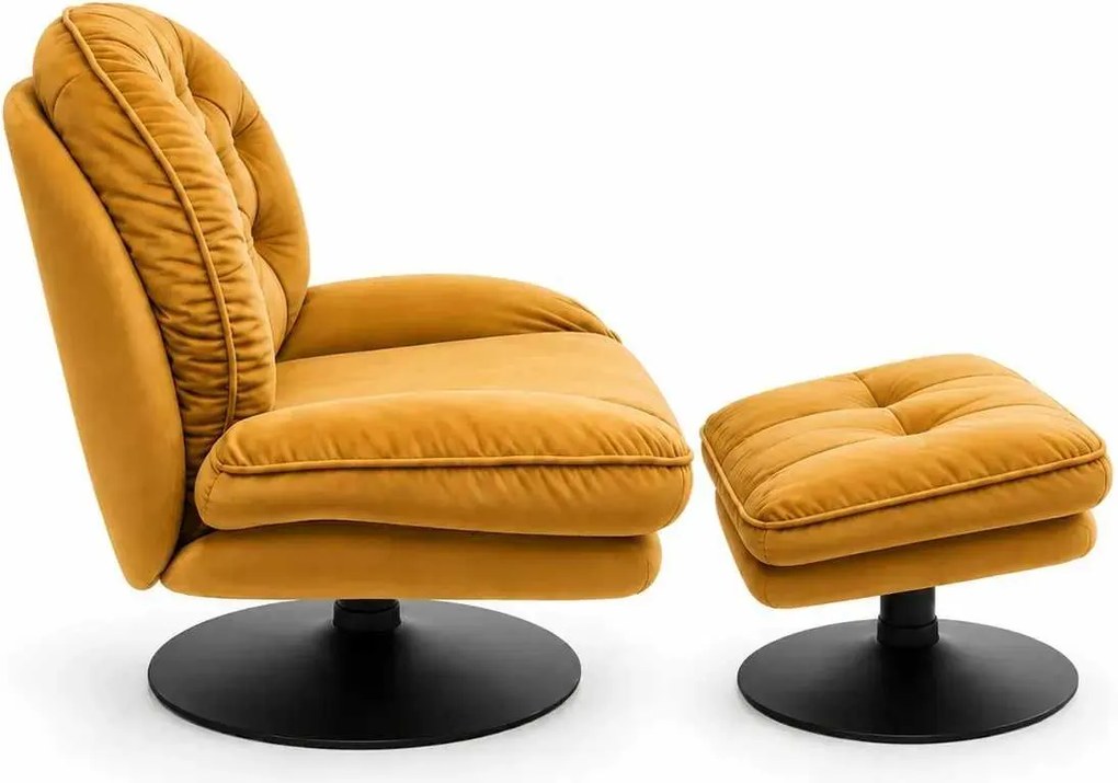 LuxuryForm DESIGN Otočné křeslo LUNA s podnožkou - medové