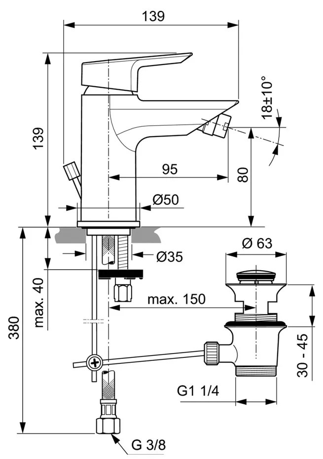 Ideal Standard Tesi - Bidetová baterie, Chrom, A6579AA