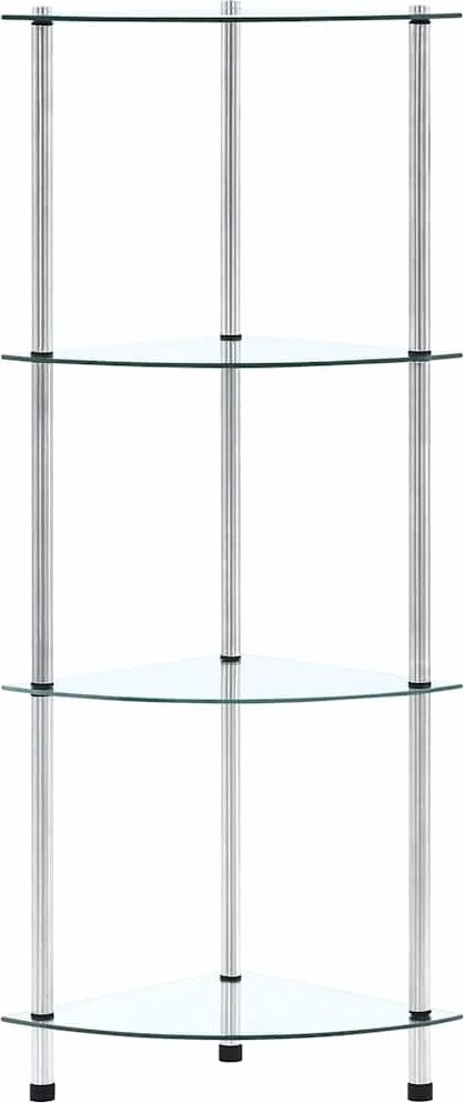 4patrová police průhledná 30 × 30 × 100 cm tvrzené sklo 249515