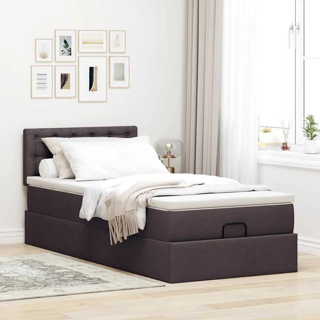 Osmanský postel s matrací tmavě šedá 90x200 cm textil 3311597