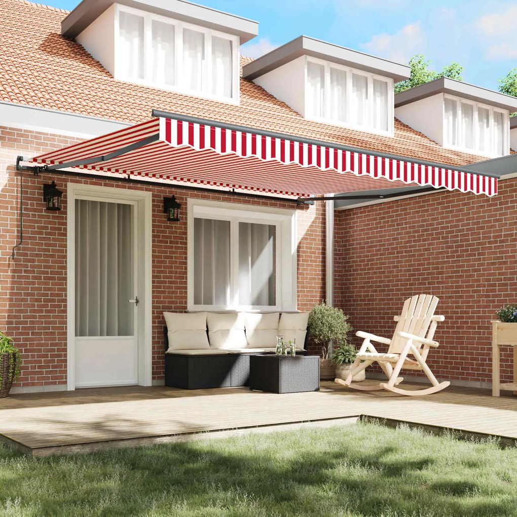 Stahovací markýza Červená a Bílá 400 × 350 cm 3330755