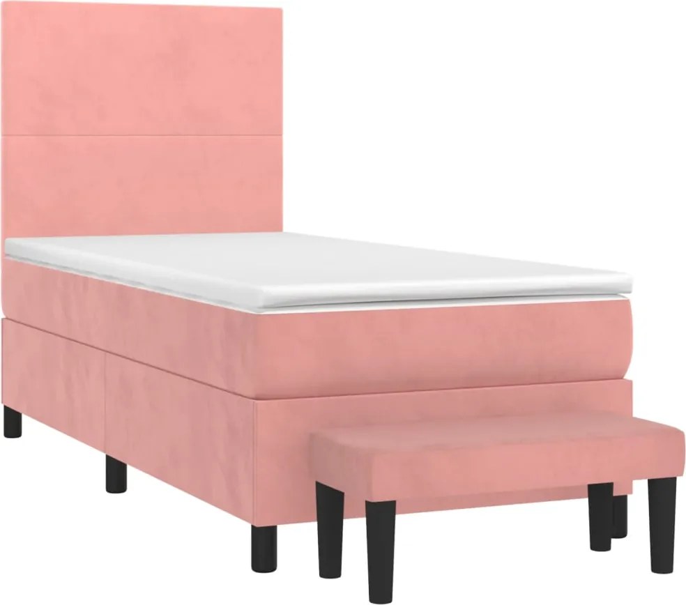 Box spring postel s matrací růžová 90x200 cm samet 3137706