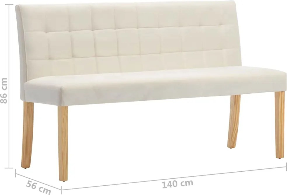 Lavice 140 cm krémová samet 288577