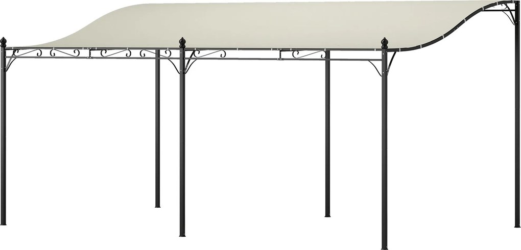 Outsunny Pergola s přístřeškem, voděodolná markýza, volně stojící zahradní pavilon, stínění pro terasu a zahradu, přibližně 3x5x2,5 m, krémově bílá |