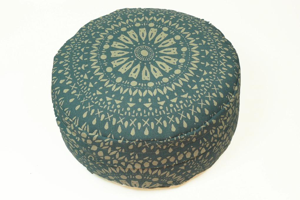 S radostí - vlastní výroba Meditační polštář s mandalou vintage - světle modrá Velikost: ∅30 x v12 cm