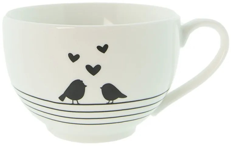 Porcelánový šálek s podšálkem s ptáčky Love Birds – 12x9x7 cm