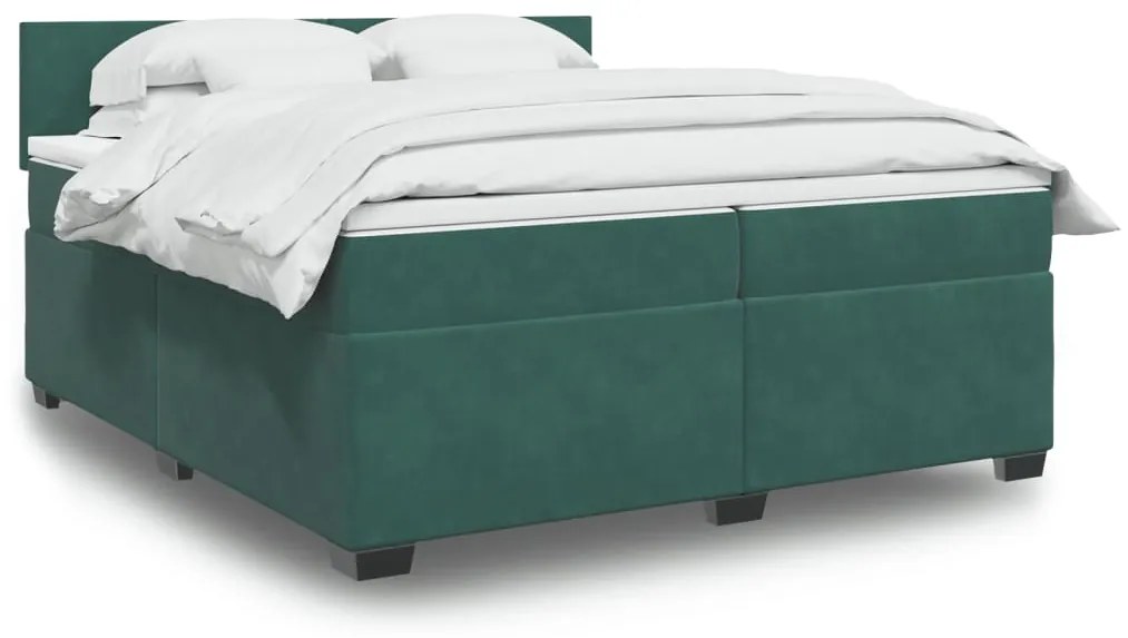 Box spring postel s matrací tmavě zelená 200x200 cm samet 3288699