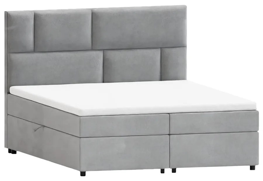 Světle šedá boxspring postel s úložným prostorem 200x200 cm Lola – Ropez