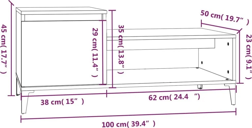 vidaXL Konferenční stolek 100 x 50 x 45 cm kompozitní dřevo [821134] Barva: dub sonoma