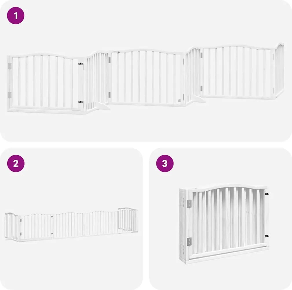 Zábrana pro psy s dvířky skládací 6 panelů bílá 480 cm topol 3155617