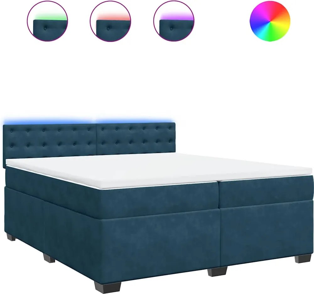 Box spring postel s matrací modrá 200 x 200 cm samet 3288718