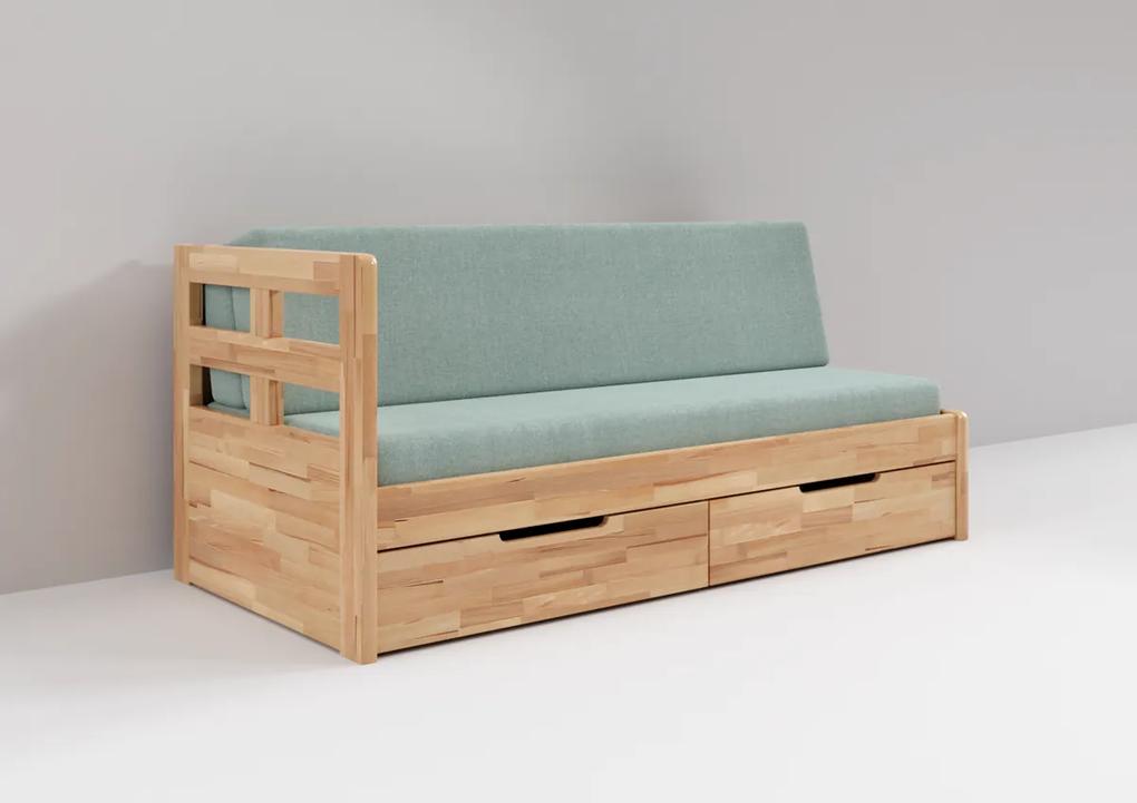 BMB Tandem Harmony rozkládací postel s levým čelem - buk Moření: Antracit, Provedení: Buk průběžný, Typ: oblé rohy, Rozměr: 90/180 x 200 cm