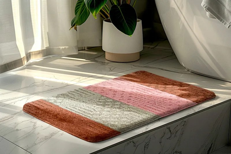 Koupelnová předložka oranžová/šedá SLV Comfort, 1 set