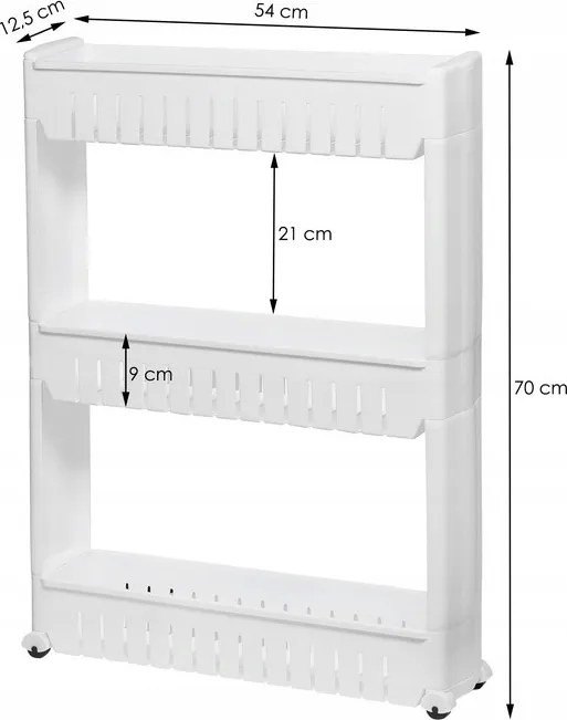 Skříňka na kolečkách 3 police SPRINGOS HA1010 bílá