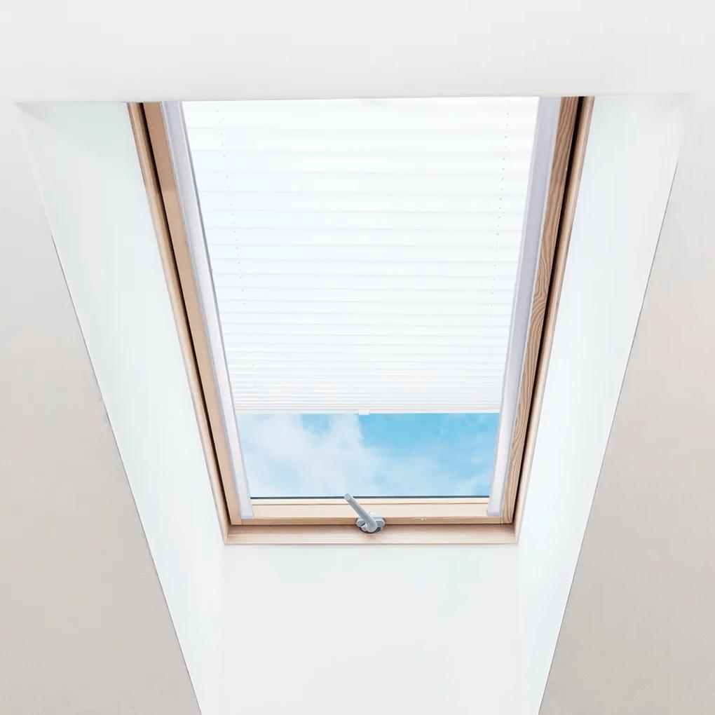 Roleta Plisé na střešní okna, Průsvitná, Bílá, P 001 , 40 x 110 cm