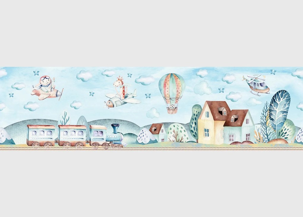Dětská samolepící bordura na zeď Vlaček | 5 m x 13.8 cm | DWBD8027