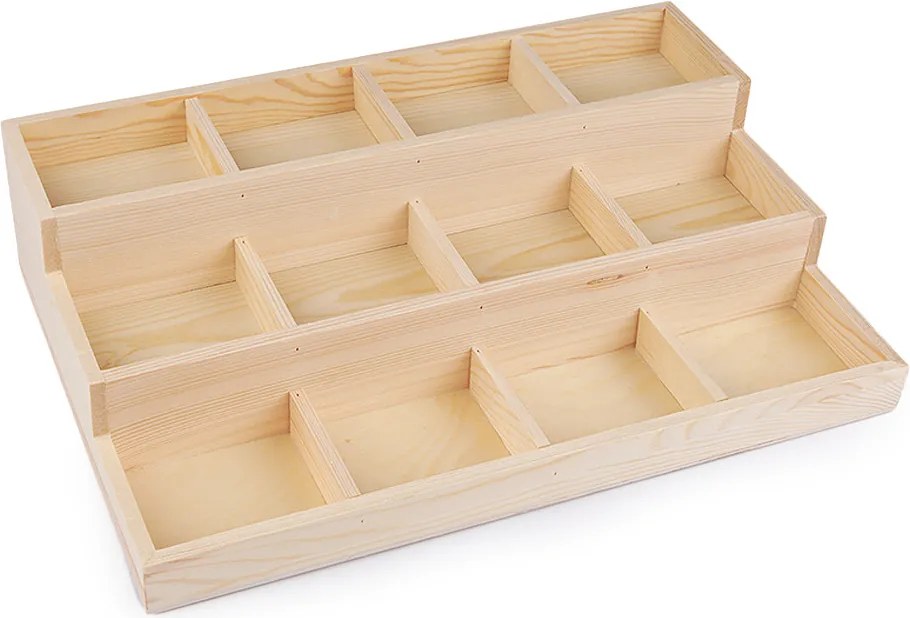 LADO Dřevěné plato / organizér 3 patrový 24x35,5 cm Varianta: přírodní sv., Balení: 2 ks