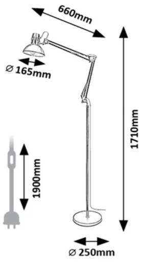 Rabalux 2196 - Stojací lampa ARISTEO 1xE27/40W/230V černá/lesklý chrom
