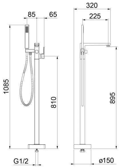 Sapho - Volně stojící vanová sada s baterií TURSI matná černá