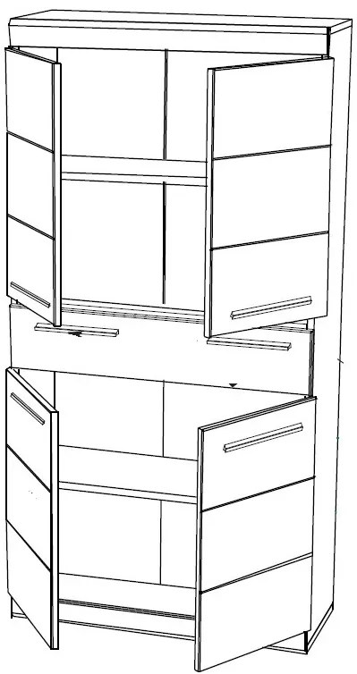 Vyšší skříňka se zásuvkou Scout, šedý dub/bílá lesk