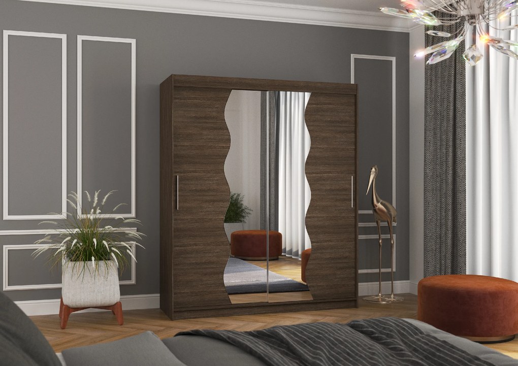 ADRK Furniture Posuvná skříň s zrcadlem KANSAS 180 ADRK-SW-KAN-CH-180