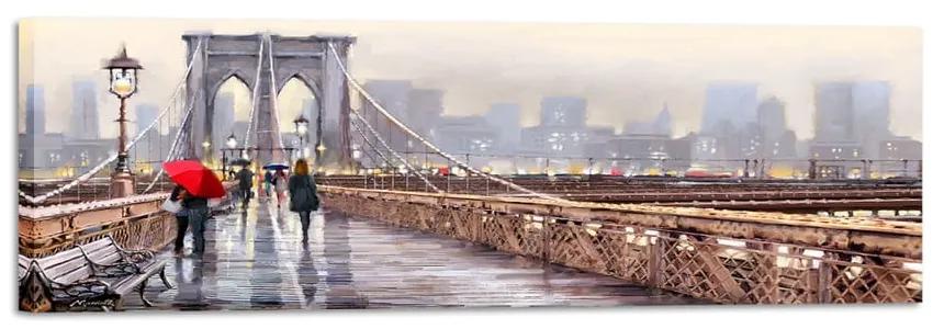 Obraz Styler Canvas Watercolor New York Bridge, 45 x 140 cm