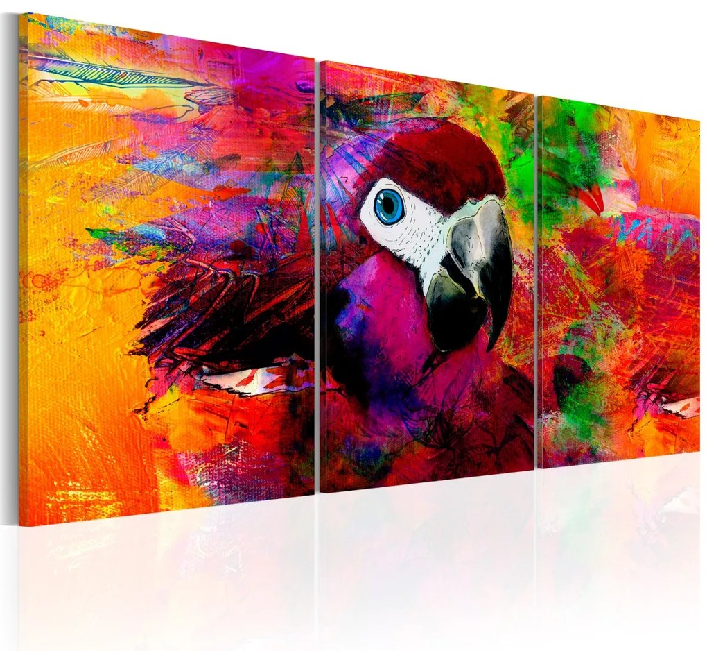 Obraz malovaný papoušek + háčky a hřebíčky ZDARMA Velikost (šířka x výška): 120x60 cm