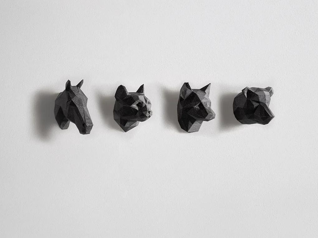POLLY – Geometrický háček – Kočka Barva: Černá, Typ: se samolepkou 3M, Varianta: Kompletní produkt