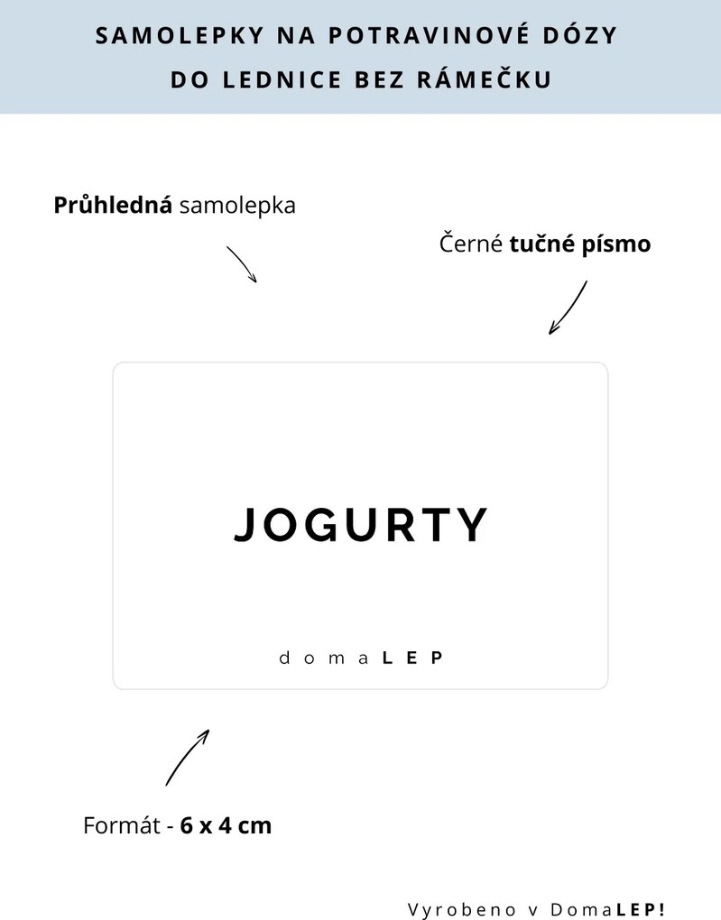 JOGURTY - Samolepka na dózy do lednice, 6 x 4 cm