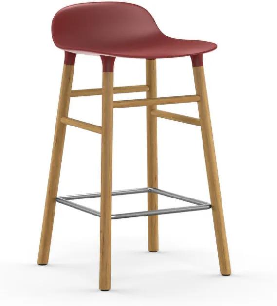 Normann Copenhagen Barová židle Form 65 cm, red/oak | BIANO