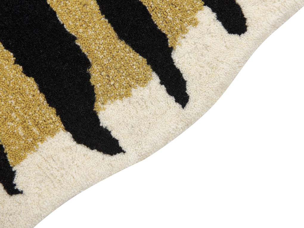 Vlněný dětský koberec ve tvaru tygra 100 x 160 cm béžový/černý SHERE Beliani