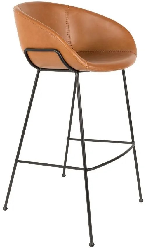 OnaDnes -20% Hnědá koženková barová židle ZUIVER FESTON 76 cm