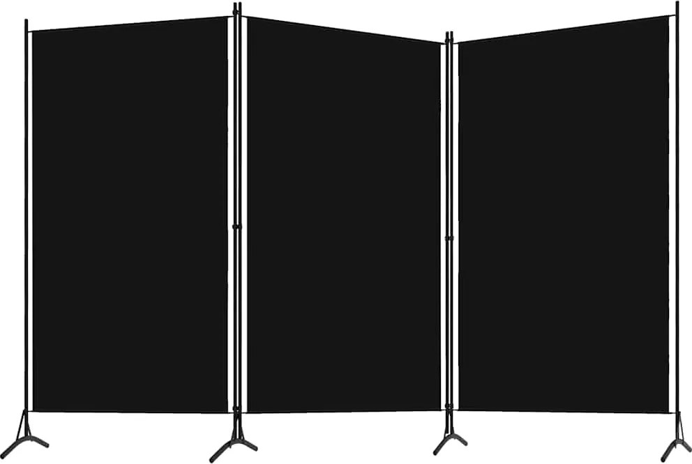 3dílný paraván černý 260 x 180 cm 320734
