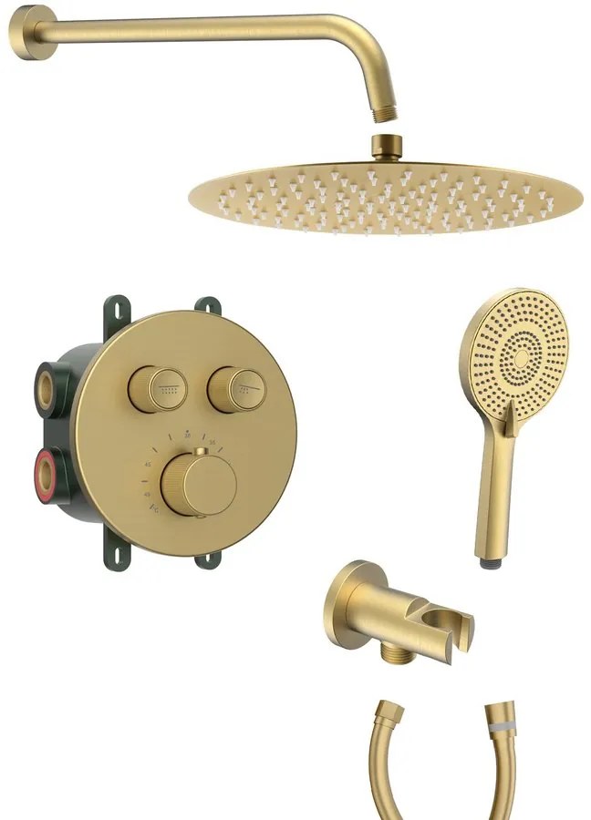 Sapho Sapho, SMART SELECT podomítková termostatická sprchová souprava, 2 výstupy, vystoupení, zlato mat, RP032GB-01
