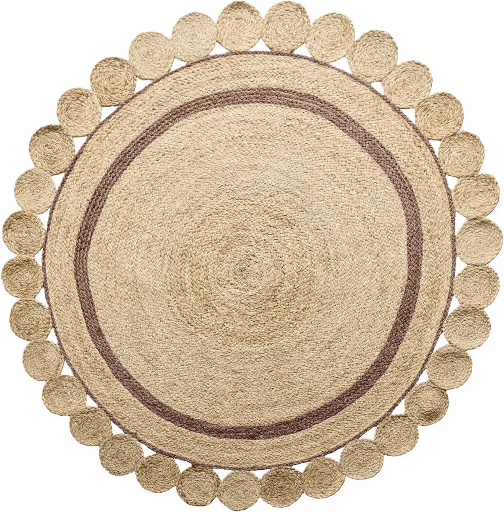 Diamond Carpets India, Ručně vázaný kusový koberec Ora J-28 Natural kruh, 200x200 (průměr) kruh, béžová, chodba / předsíň