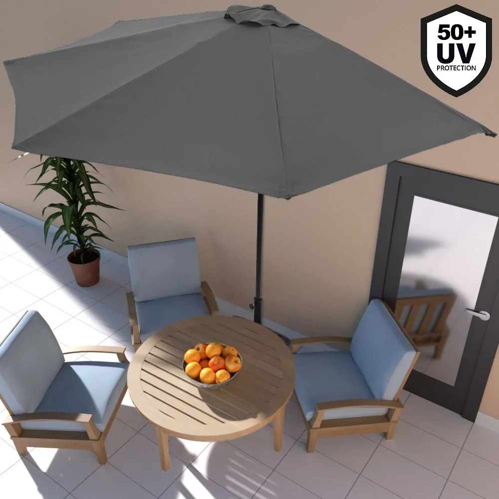 Půlkruhový slunečník antracit průměr 270 cm 104164
