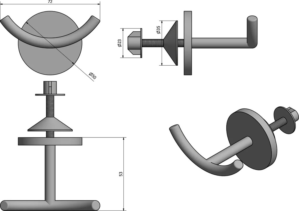 Aqualine Aqualine, Dvojháček pro rovná a oblá topná tělesa, černá matná, 1801-23B