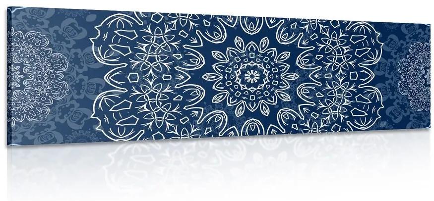 Obraz modrá Mandala s abstraktním vzorem - 150x50 cm